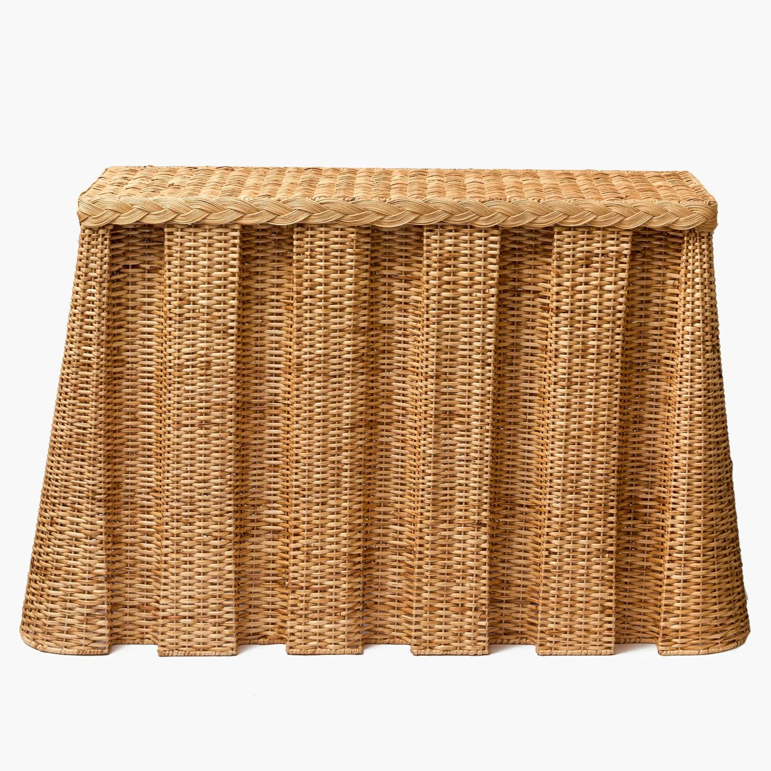 Mrs. Alice Bettina Box Pleated Rattan Console Table