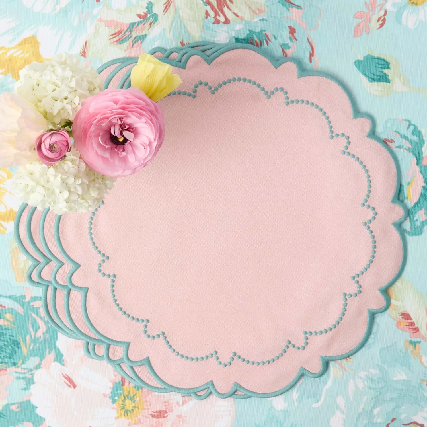 Mrs. Alice Mariana Pink & Duck Egg Placemats (Set of 4)
