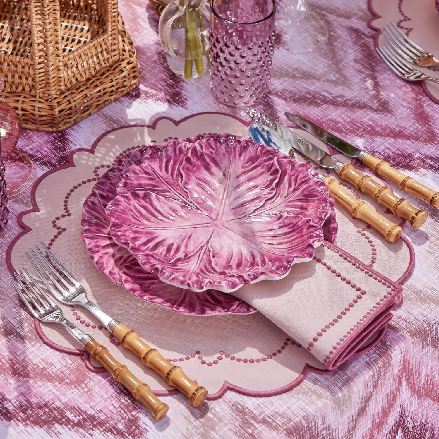 Mrs. Alice Mariana Pink Placemats & Napkins (Set of 4)