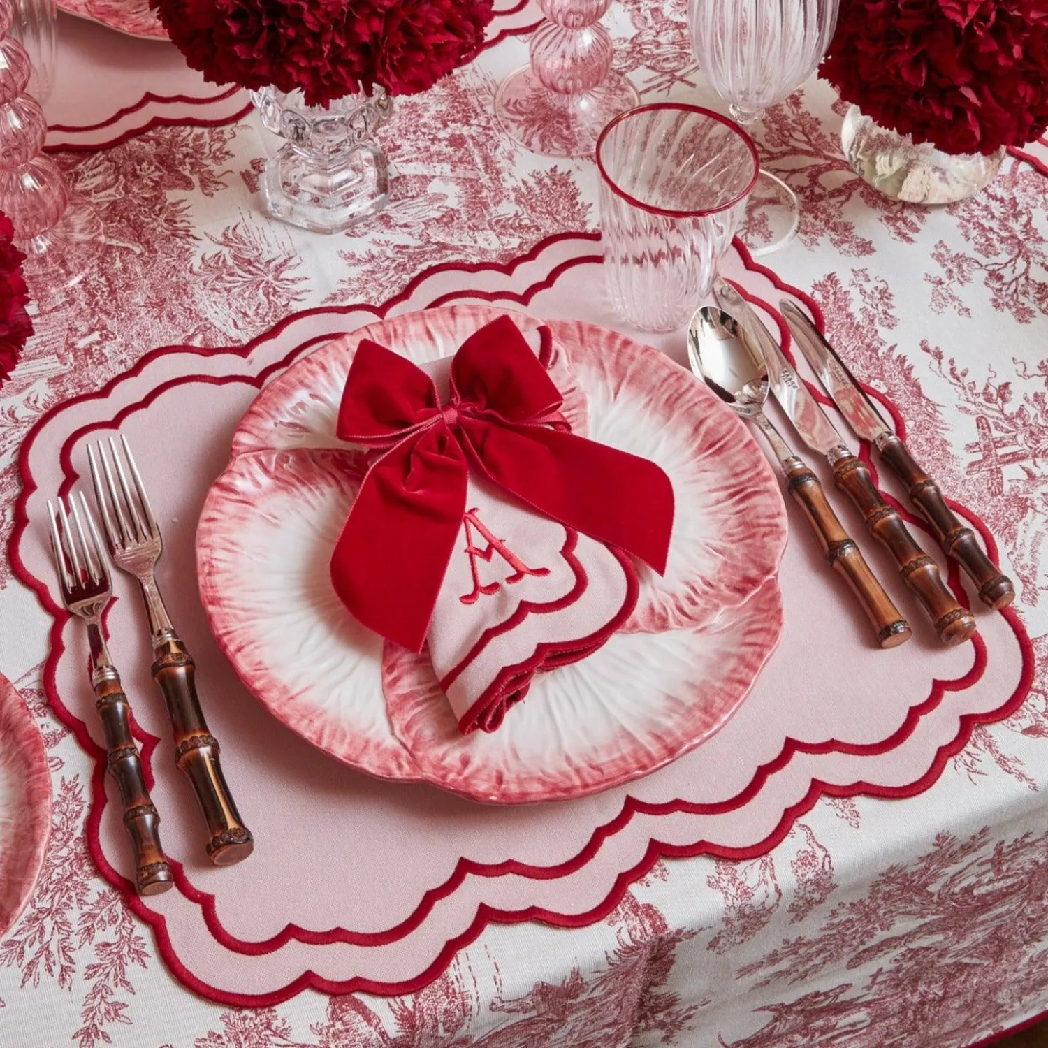 Mrs. Alice Valérie Pink Placemats & Napkins (Set of 4)